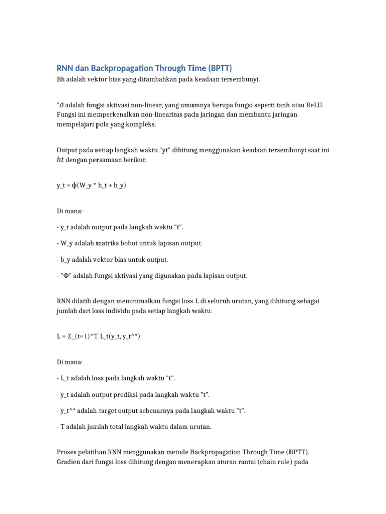 RNN Backpropagation BPTT | PDF