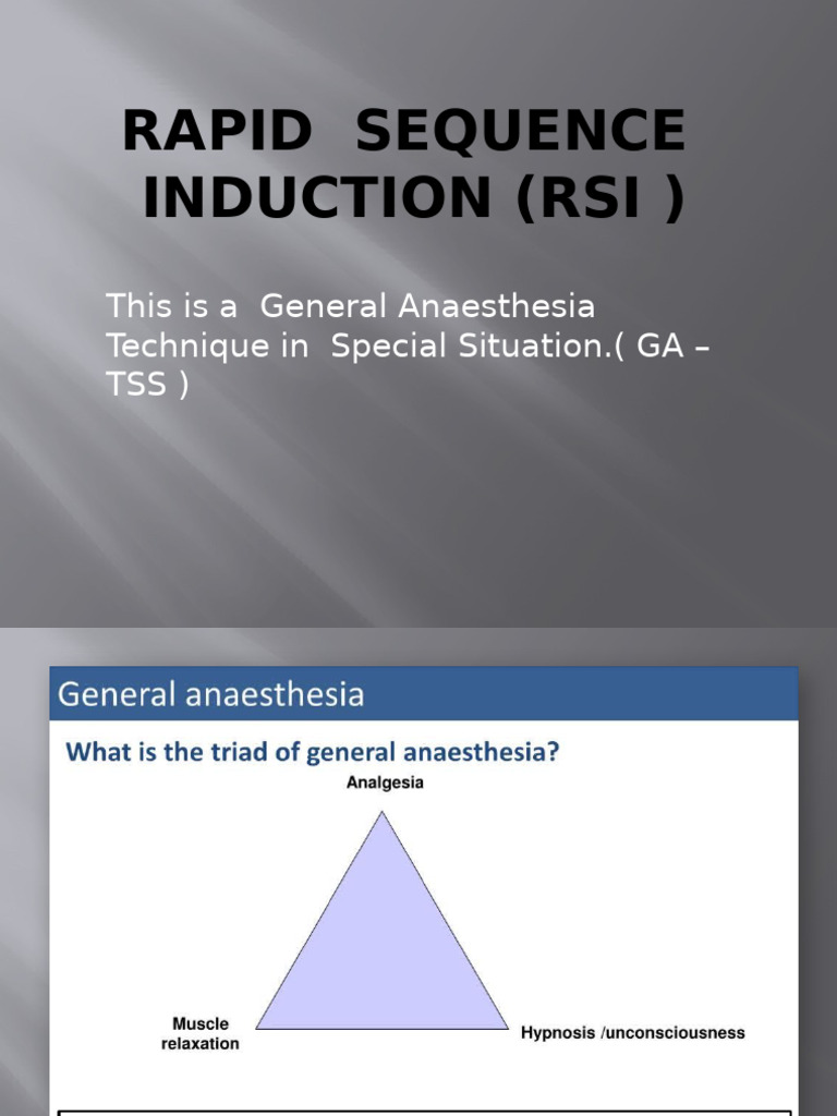RSI Presentation11 | PDF | First Aid | Intensive Care Medicine