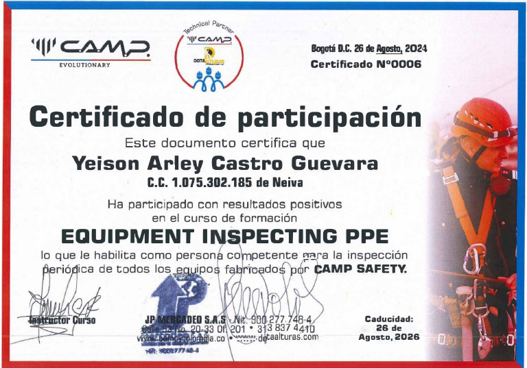Certificado de Participacion Yeison Castro | PDF