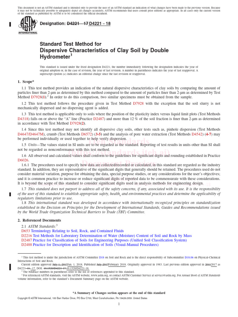 Astm D4221 18 | PDF | Particle Size Distribution | Soil