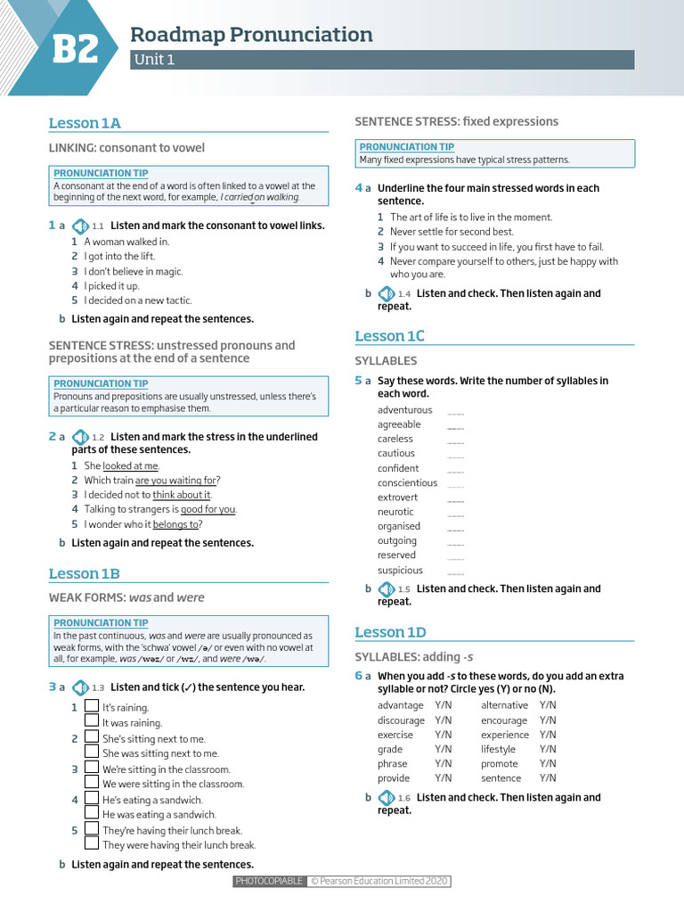 RM B2 Pronunciation Worksheets | PDF | Stress (Linguistics) | Linguistics