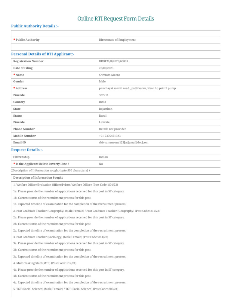 Online RTI Information System - RTI Online | PDF
