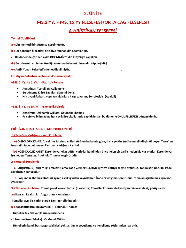 Sınıf Felsefe 2. Ünite | PDF