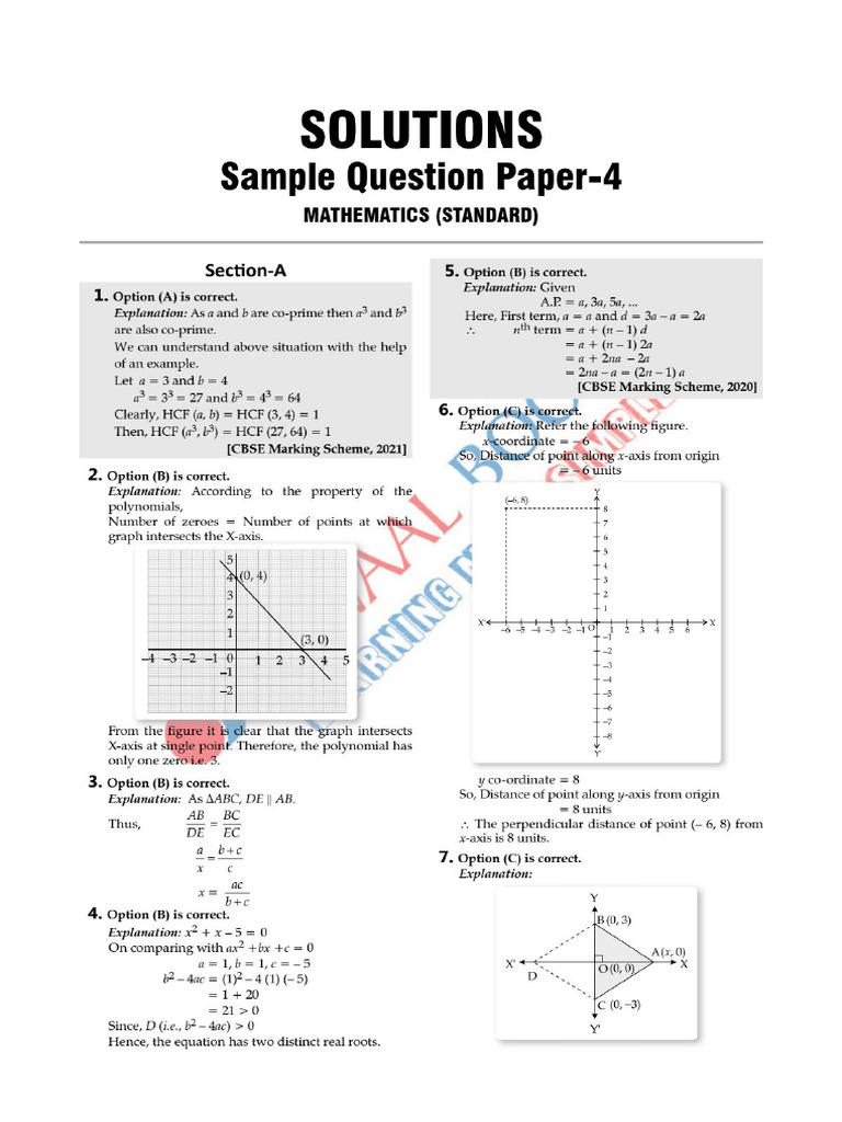Https App - Oswaalbooks.com Download Sample-Qp Subsolution 849mathematics SQP Solution 4-5 | PDF