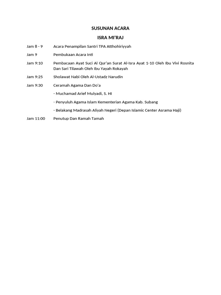 Susunan Acara | PDF