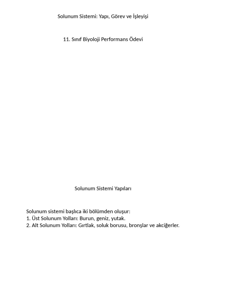 Solunum Sistemi Performans Odevi | PDF