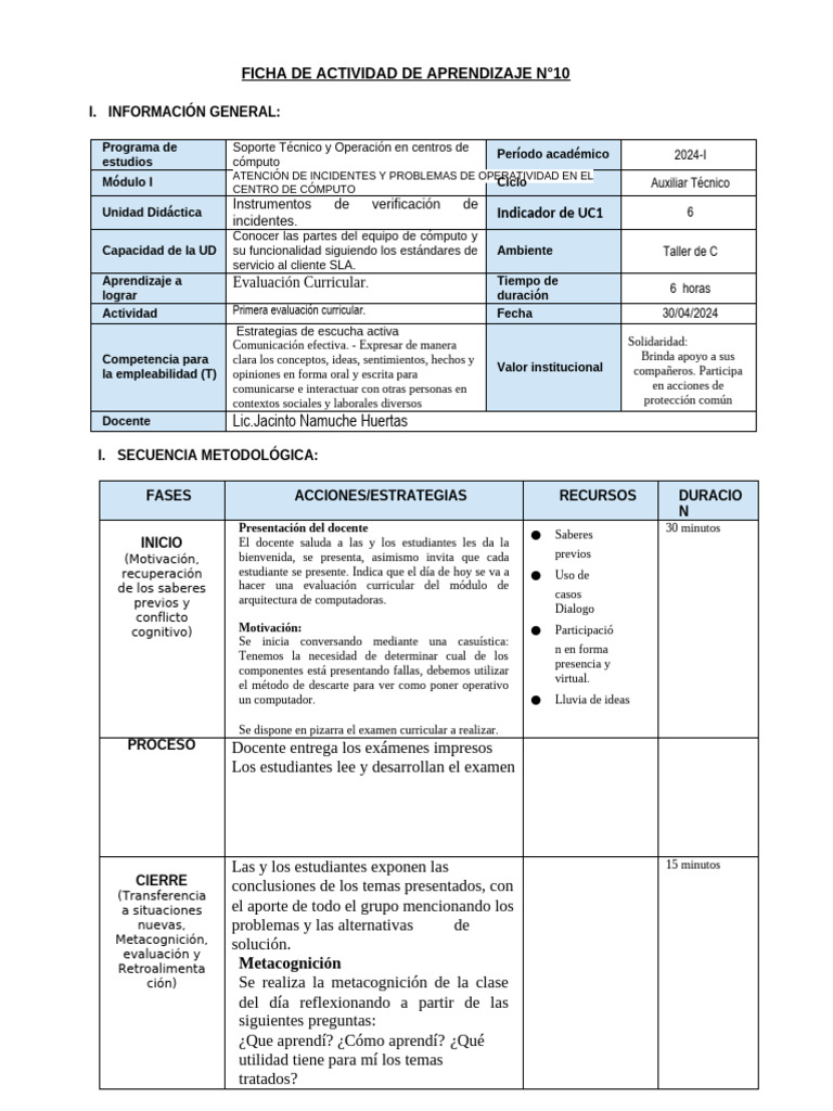Faa010 Soporte M1u1 Evaluacion | PDF | Evaluación | Aprendizaje