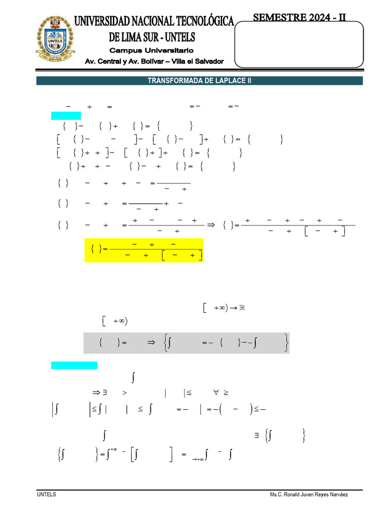 Guía 11 Transformada de Laplace II | PDF | Transformada de Laplace | Ecuaciones