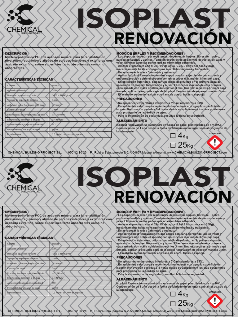 ISOPLAST RENOVACION | PDF | Agua | Hormigón