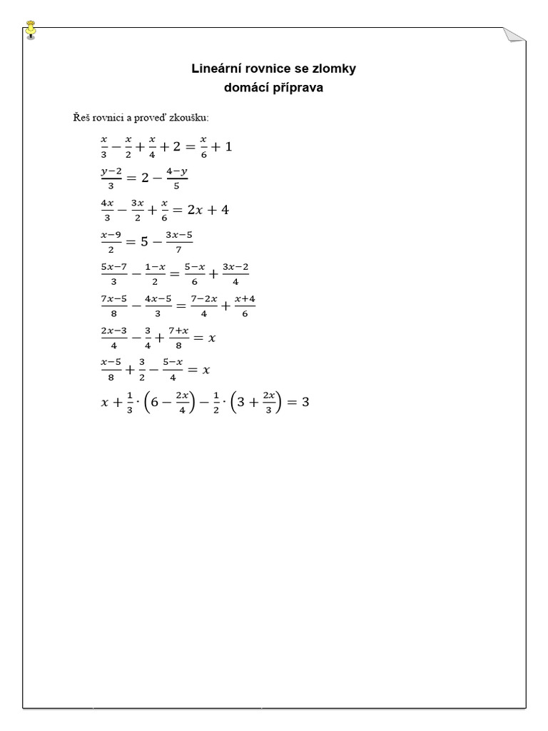 5 PL Rovnice Se Zlomky | PDF