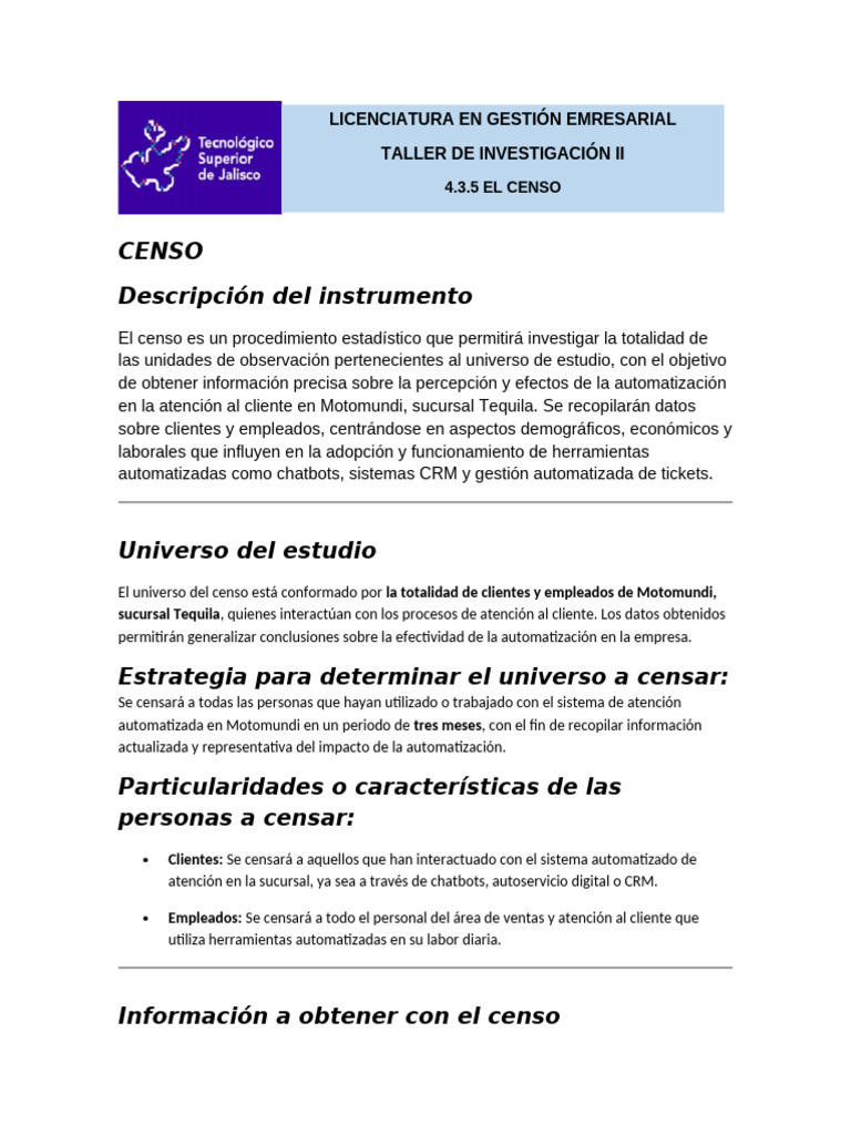 4.3.5 EL CENSO | PDF | Información | Estadísticas