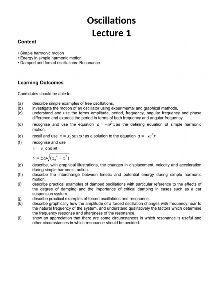 Oscillations Lecture 1 Pdf