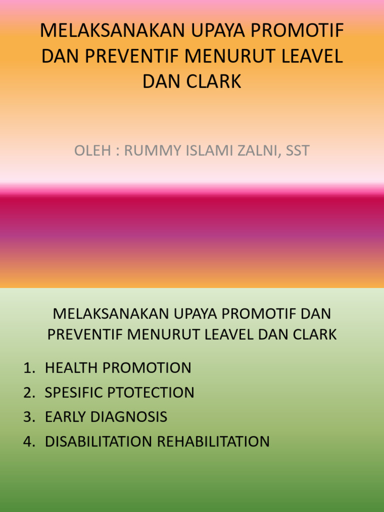 Melaksanakan Upaya Promotif Dan Preventif Menurut Leavel Dan | PDF