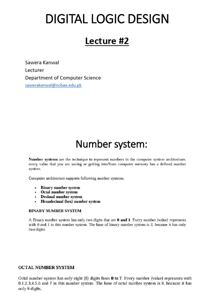 Digital Logic Design 2nd Lecture | PDF