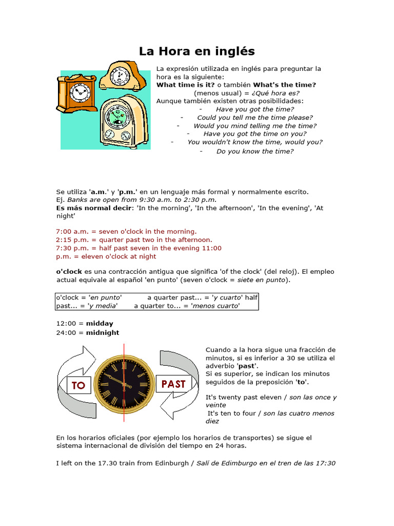La Hora y La Fecha en Inglés | PDF | Estaciones