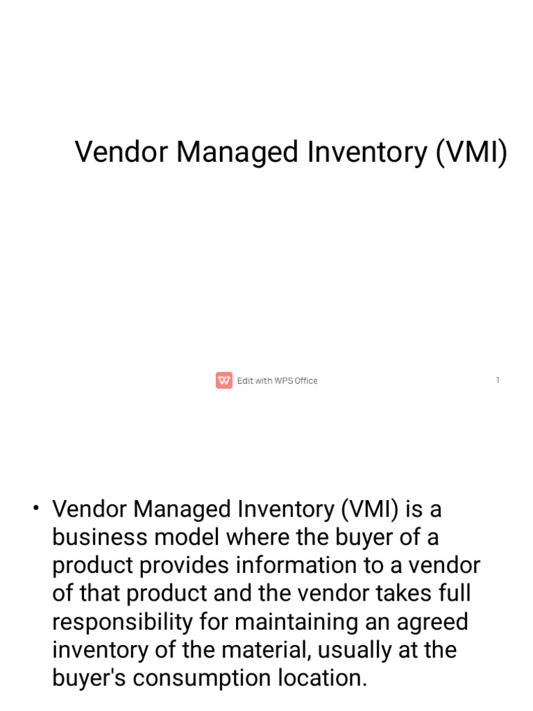Vendor Managed Inventory (VMI) | PDF | Inventory | Business Process