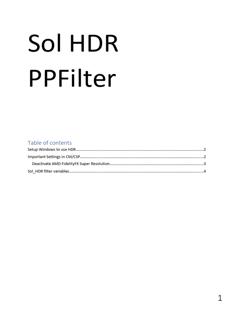 Sol HDR PPfilter | PDF
