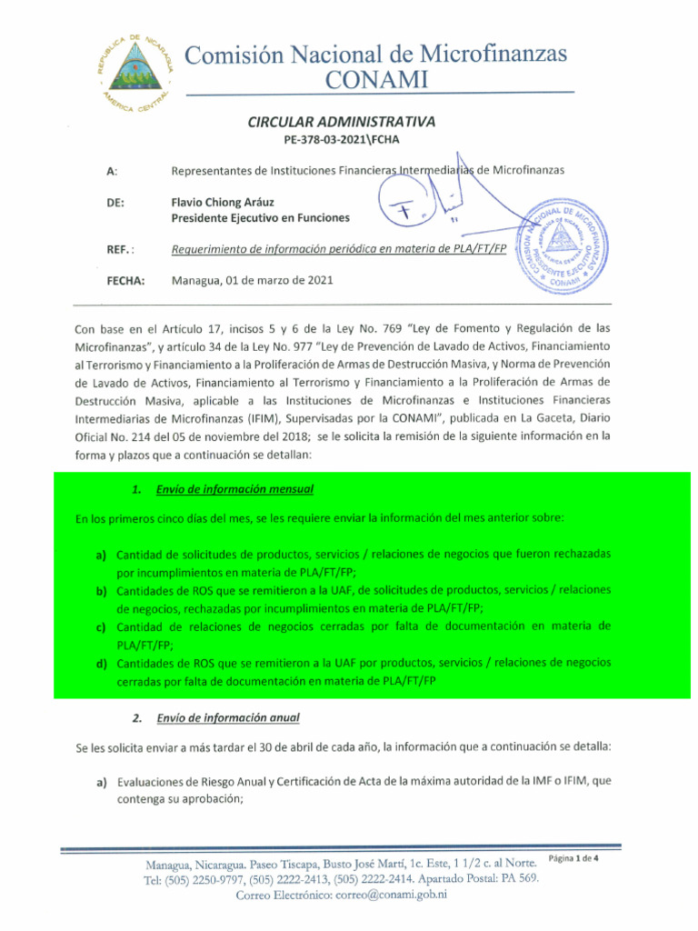 Circular Administrativa PE 378-03-2021 FCHA | PDF