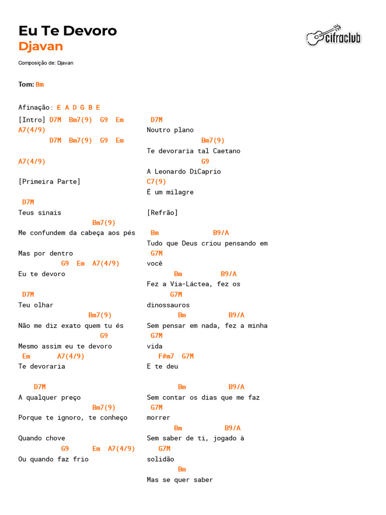 Cifra Club - Djavan - Eu Te Devoro | PDF