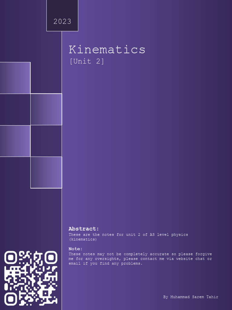 Physics Notes_Unit 2_MST Creator | PDF | Acceleration | Velocity