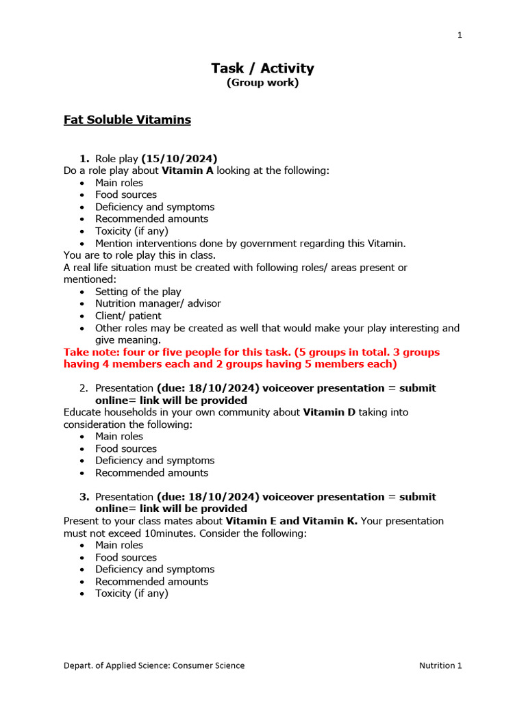 Fat Soluble Vit Activity | PDF