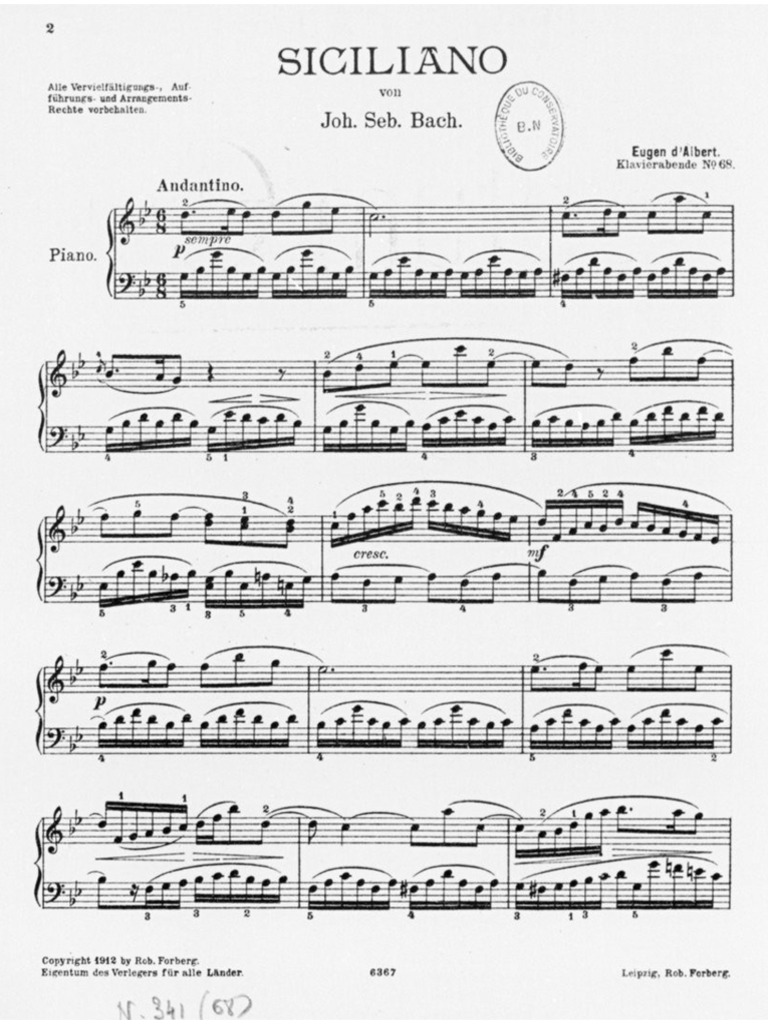 Bach, J.S. - Siciliano From BWV 1031 (D'Albert) | PDF