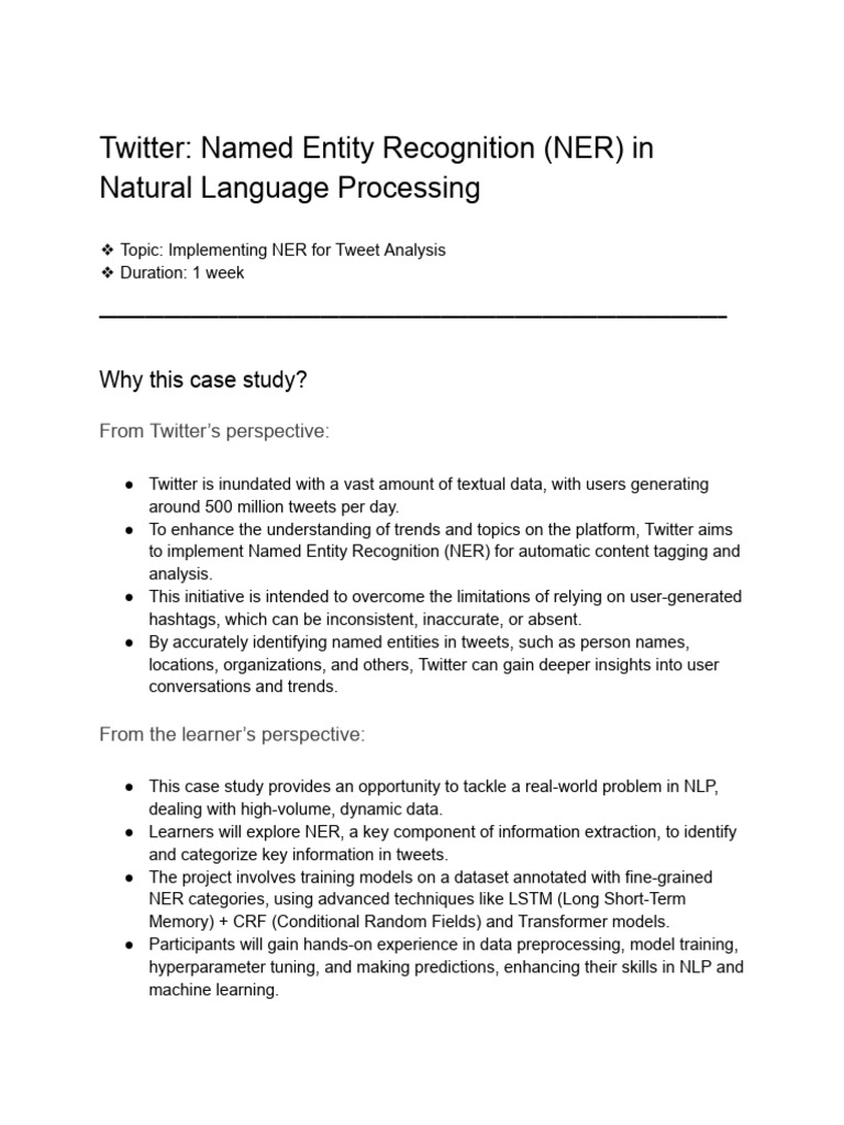 Business Case - Twitter NER Approach | PDF | Data Analysis | Information Science