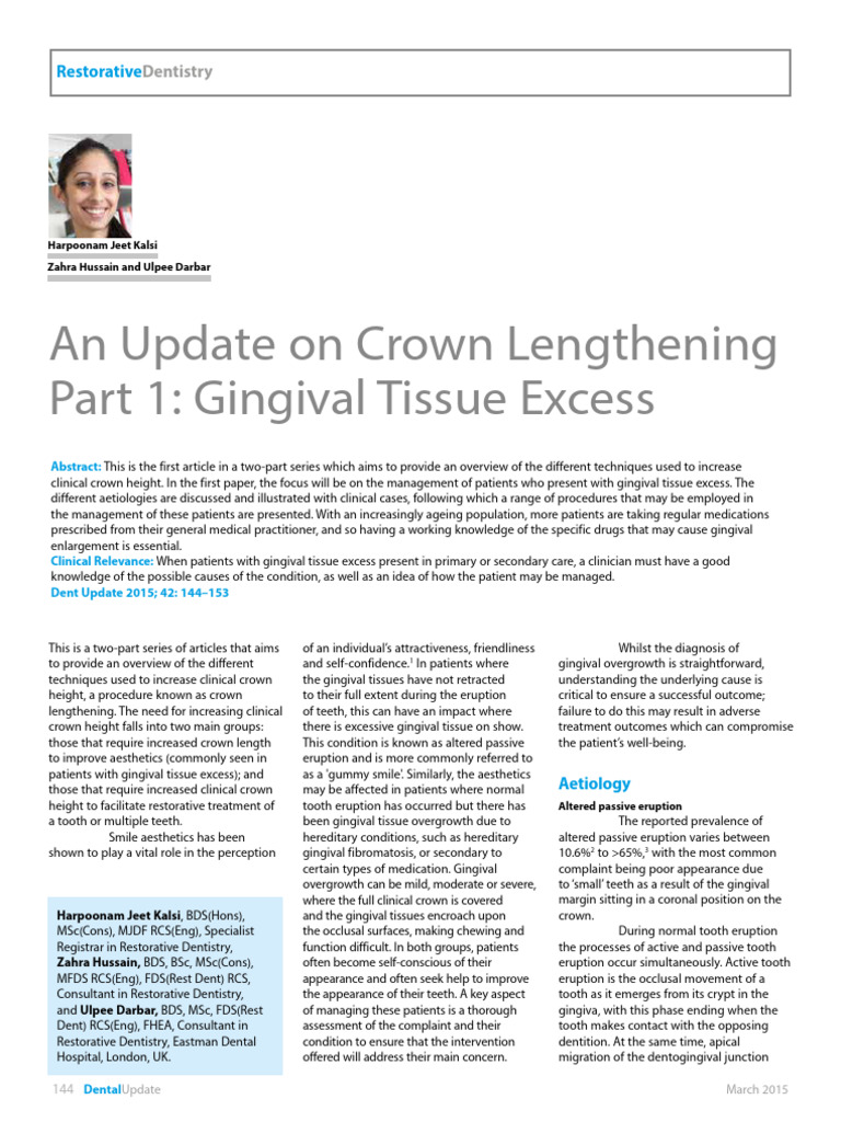 2015 - An Update On Crown Lengthening Part 1, Gingival Tissue Excess ...