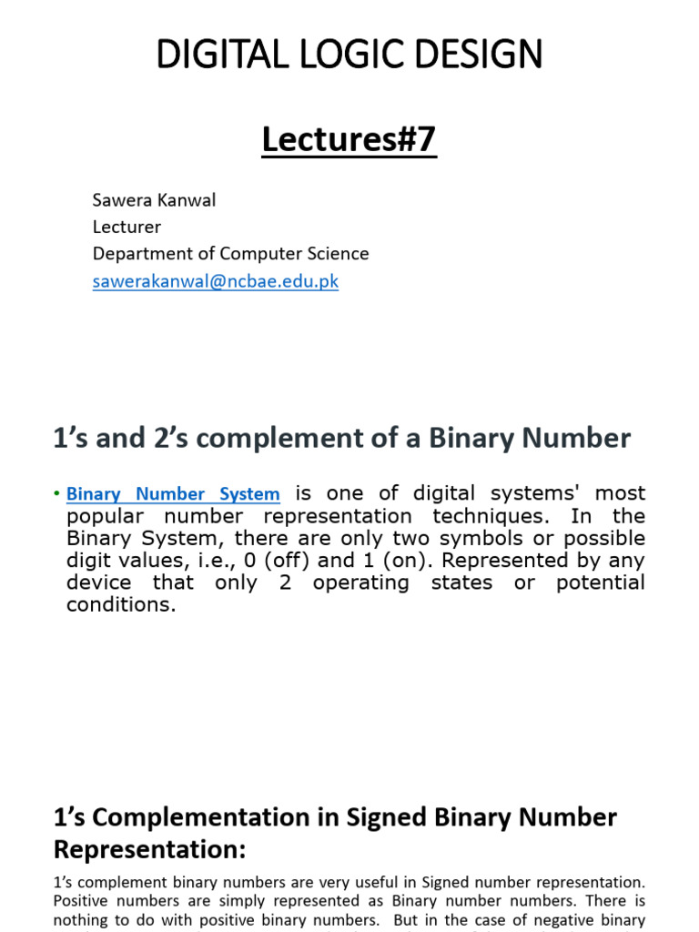 Understanding 1’s Complement in Binary | PDF