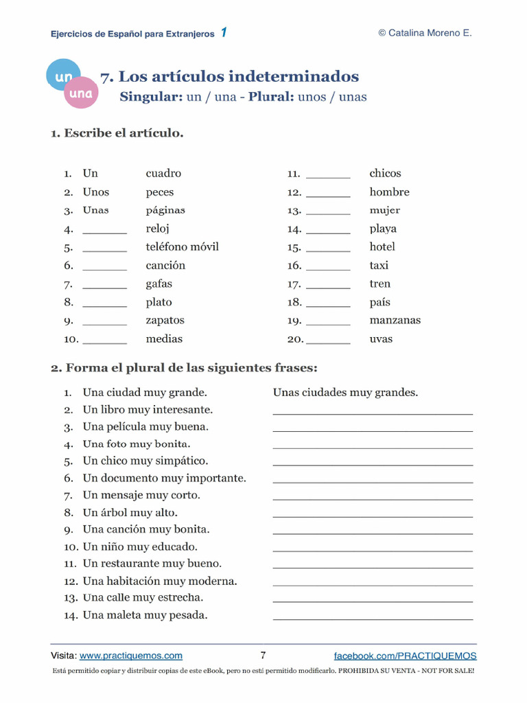 Un Uno Una Unos Unas | PDF