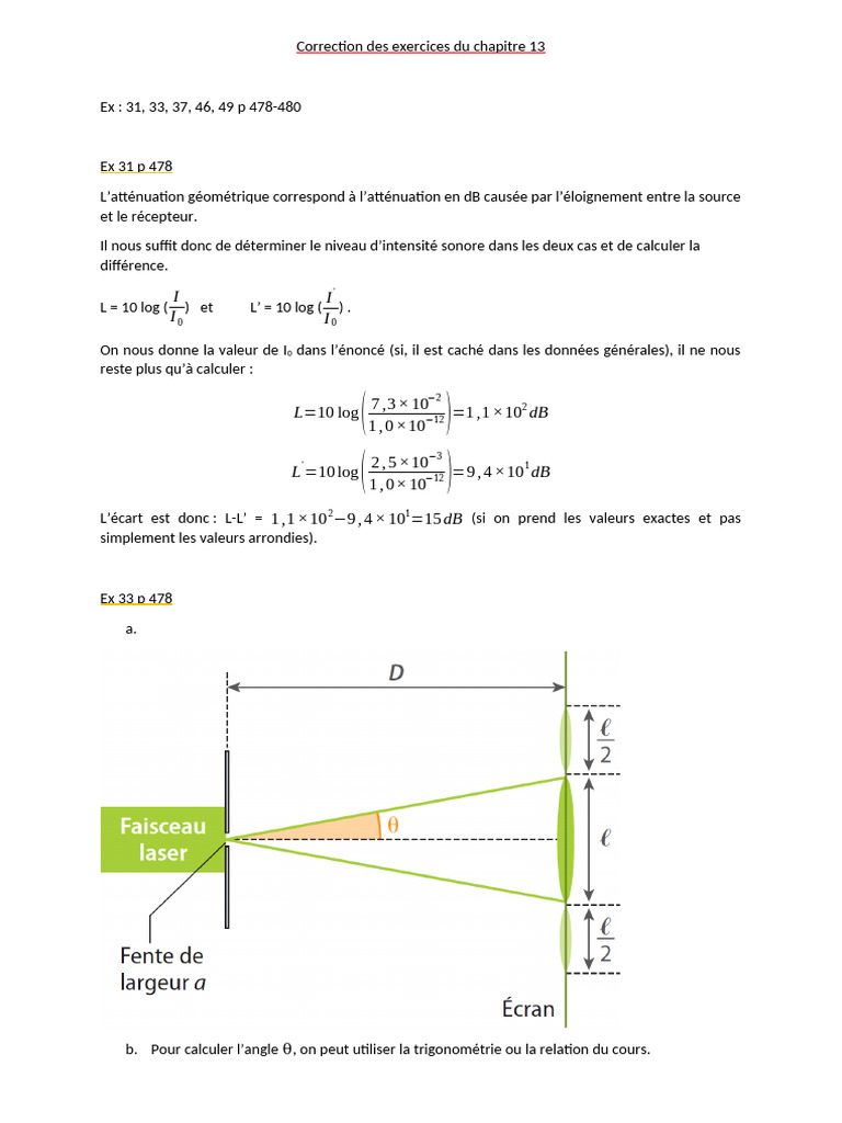 Correction des exercices de physique chapitre 13 | PDF | Vagues ...