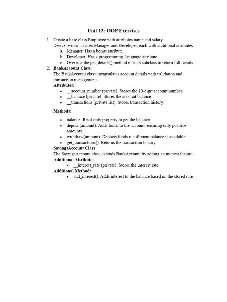 OOP Exercises 1 | PDF