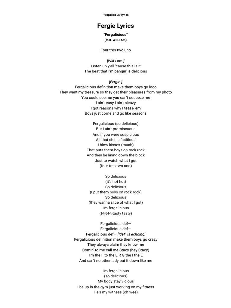 Fergie - Fergalicious Lyrics | PDF