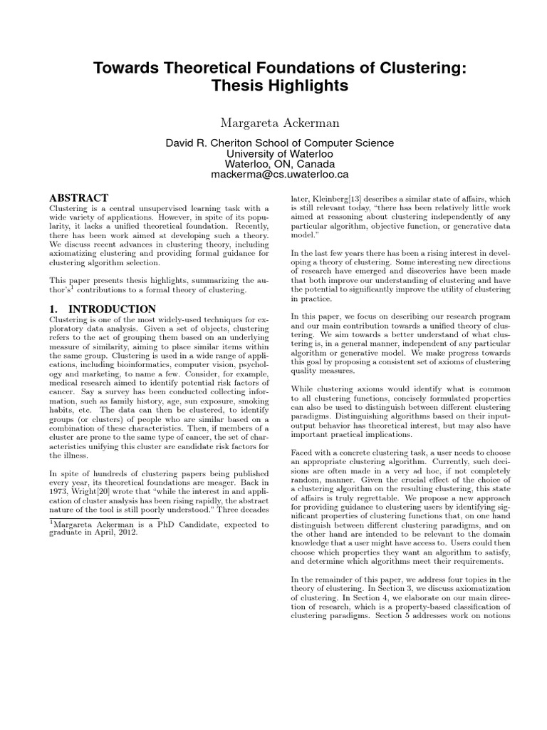 TowardTheoreticalFoundations | PDF | Cluster Analysis | Function (Mathematics)
