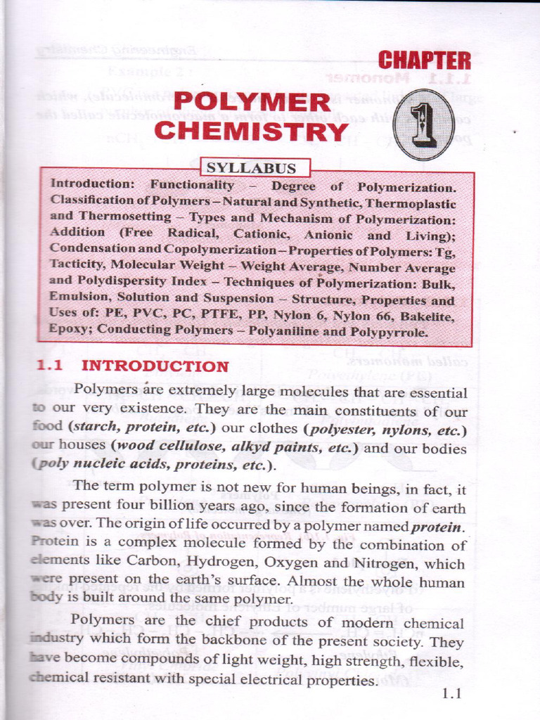 Unit I - Polymer Chem | PDF