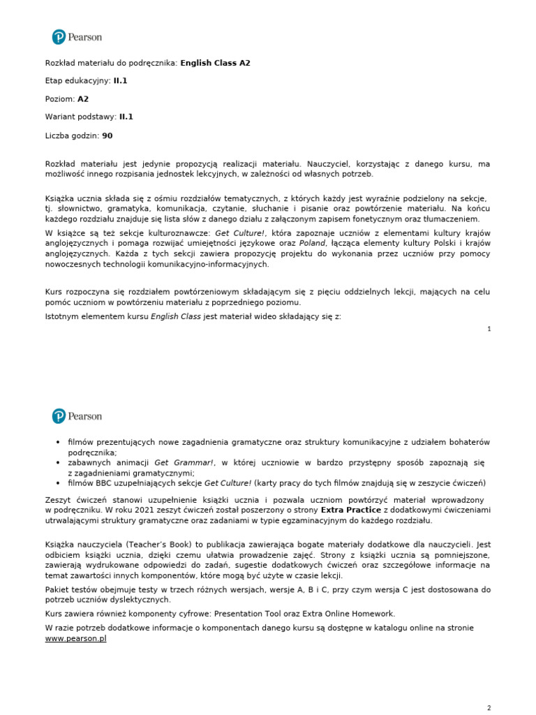 Rozklad materialu kl. 6 j. angielski | PDF