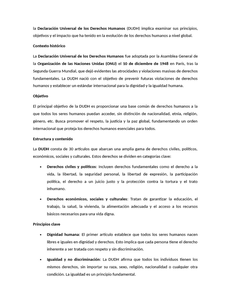 Impacto de la DUDH en Derechos Humanos | PDF | Derechos humanos ...