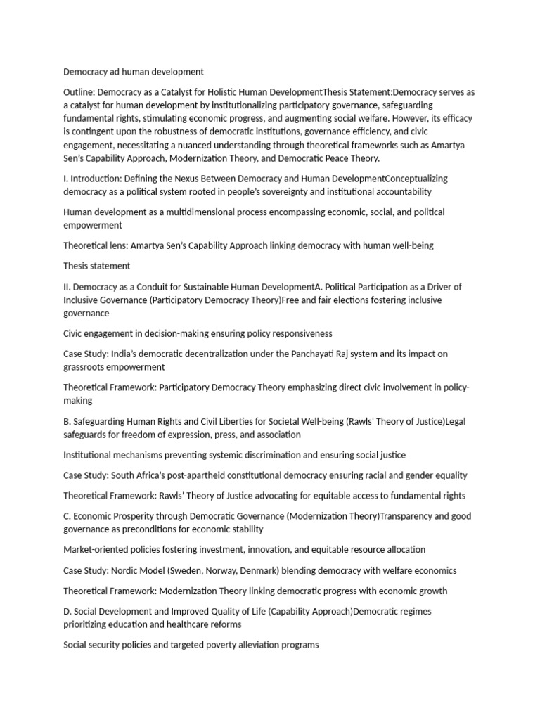Democracy Ad Human Development | PDF | Democracy | Political Ideologies