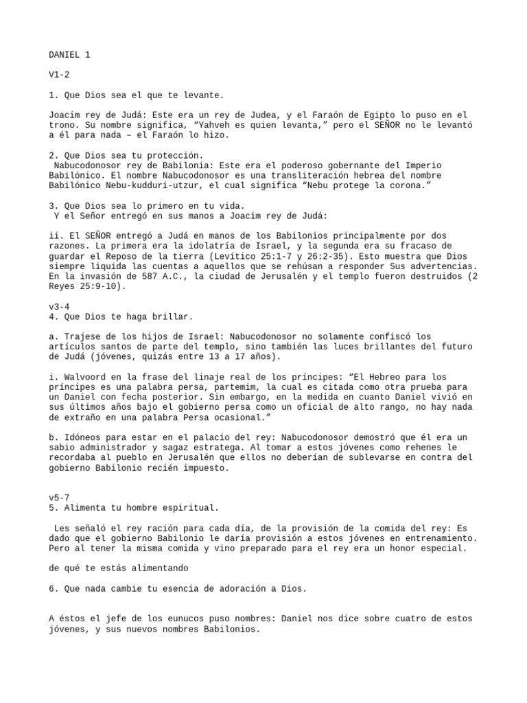 Daniel 1 | PDF | Daniel (figura bíblica) | Nabucodonosor Ii