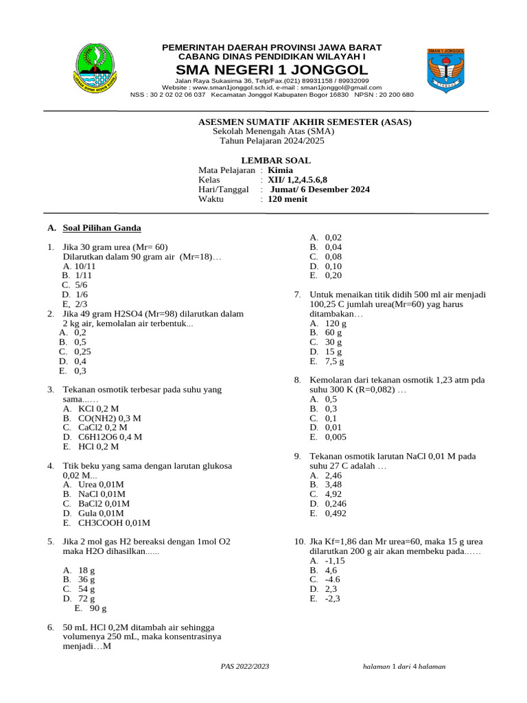 Soal PAS 2022 - 2023 FINAL | PDF