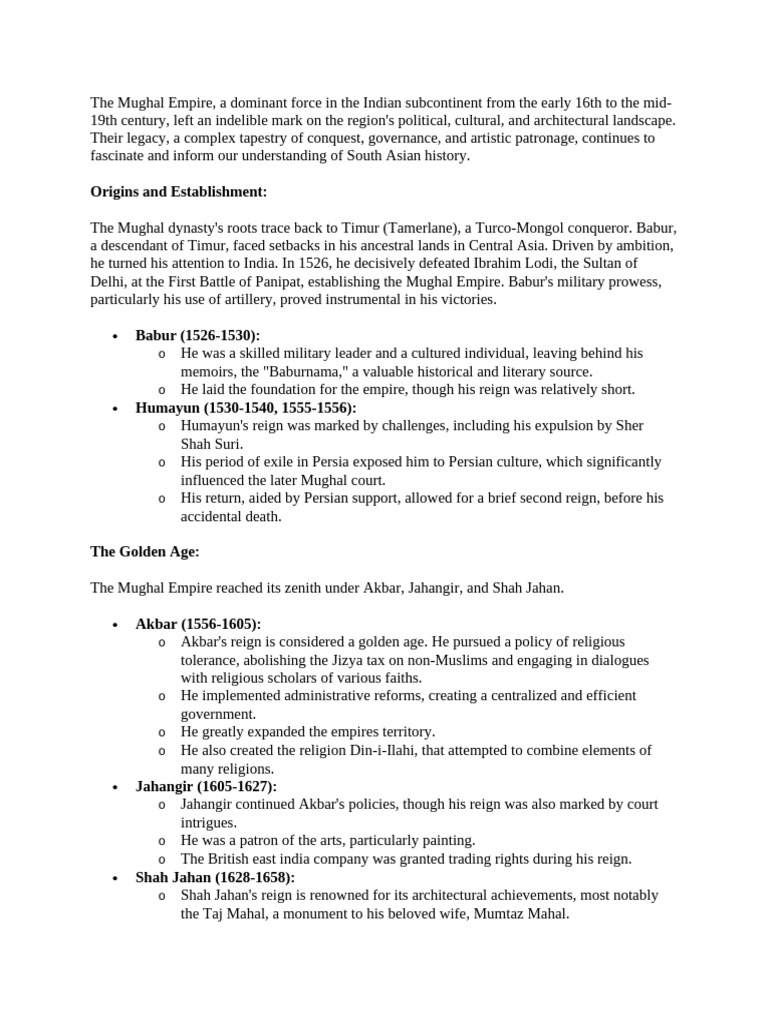 The Mughal Empire | PDF | Mughal Empire