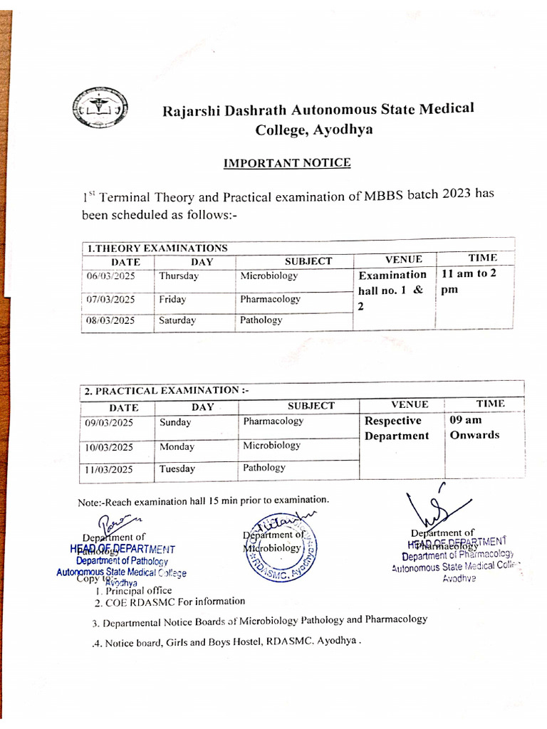 1st Terminal Examination Notice | PDF