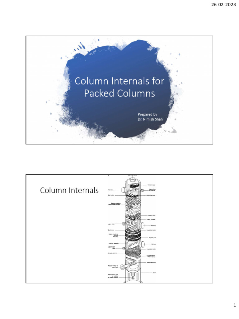 Absorber Design - 0 Column Internals For Packed Columns | PDF | Gases | Mechanical Engineering