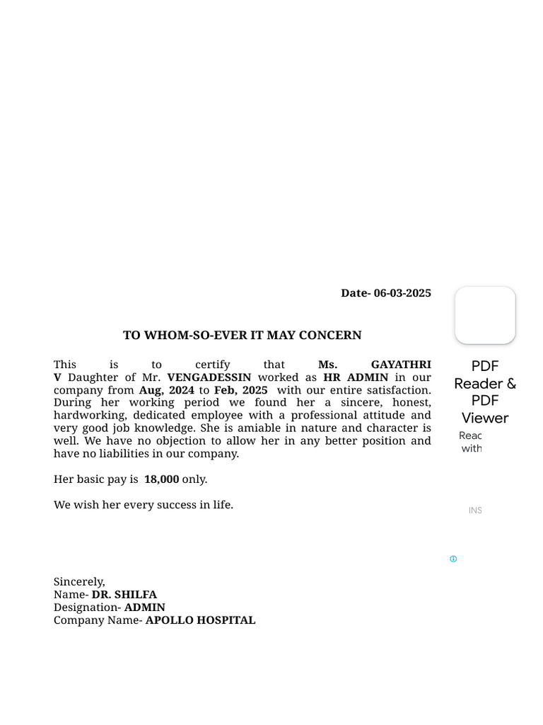 Experience Certificate | PDF