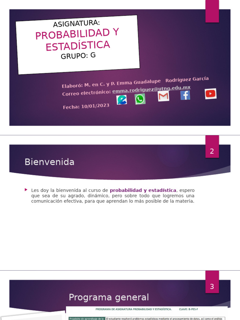 Curso de Probabilidad y Estadística G | PDF
