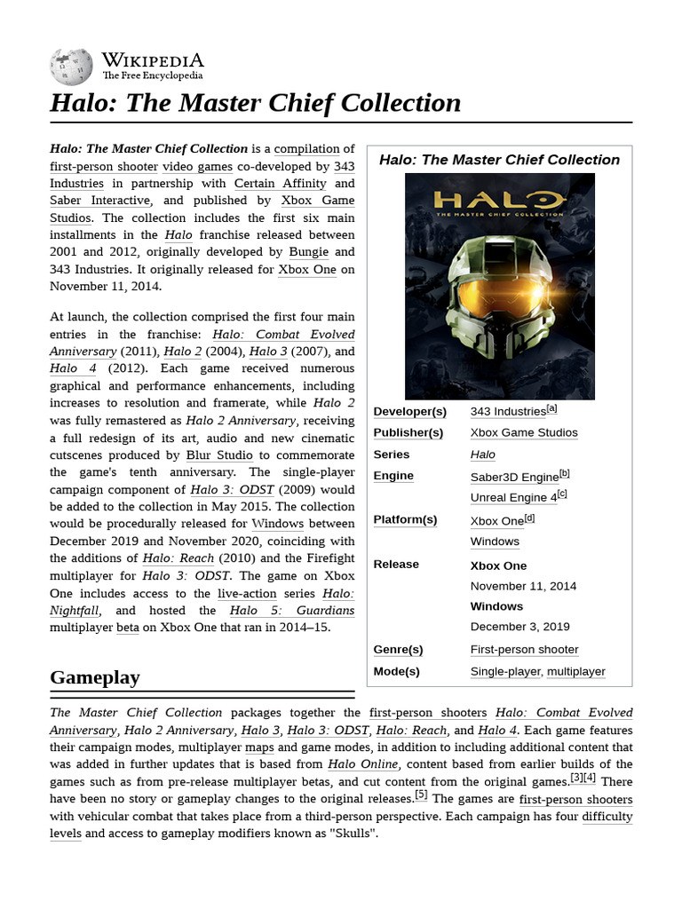 Halo: The Master Chief Collection Overview | PDF | Electronic ...