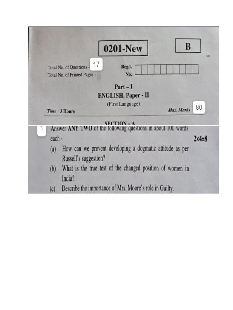 TG SR English Prefinal Board Paper | PDF