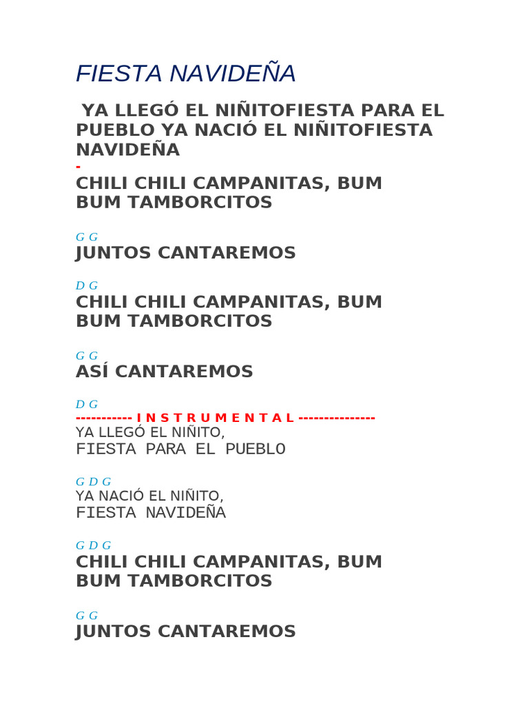 Letra de Fiesta Navideña | PDF