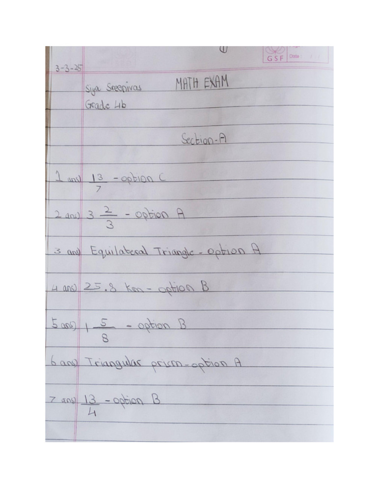 Siya Sreenivas - Term 2 - Maths | PDF