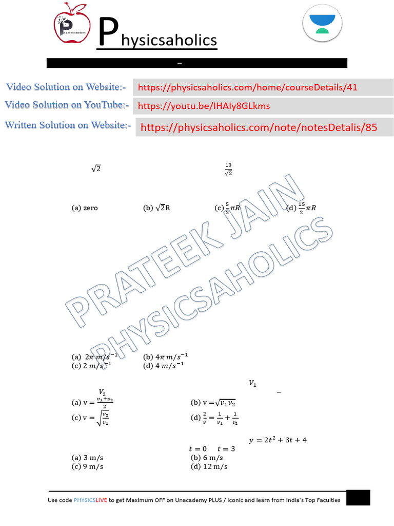 DPP-1-Kinematics - Speed, Velocity, Distance and Displacement | PDF ...